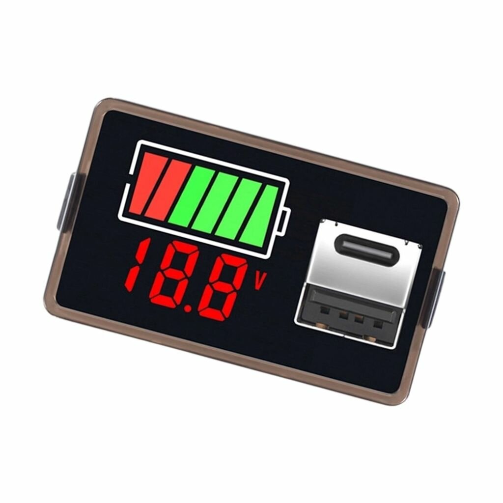 Вольтметр постоянного тока от 8 до 30 В USB C индикатором уровня зарядки аккумулятора-красный-стандартный стиль
