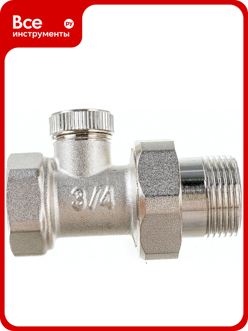 Настроечный прямой клапан для радиатора LAMMIN 3/4" LM21048000020 из никелированной латуни профессиональное исполнение