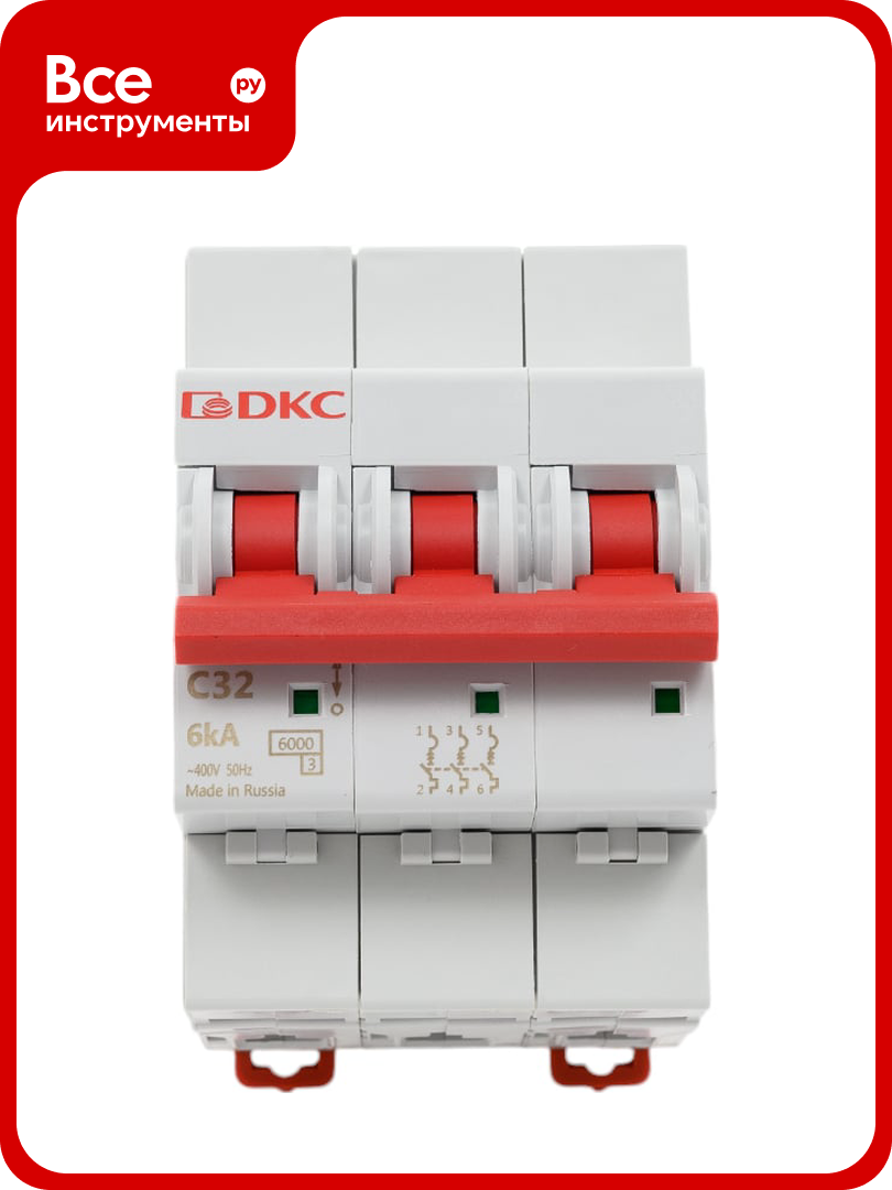 Автоматический модульный выключатель DKC YON MD63 3P 32А C 6kA MD63-3C32-6