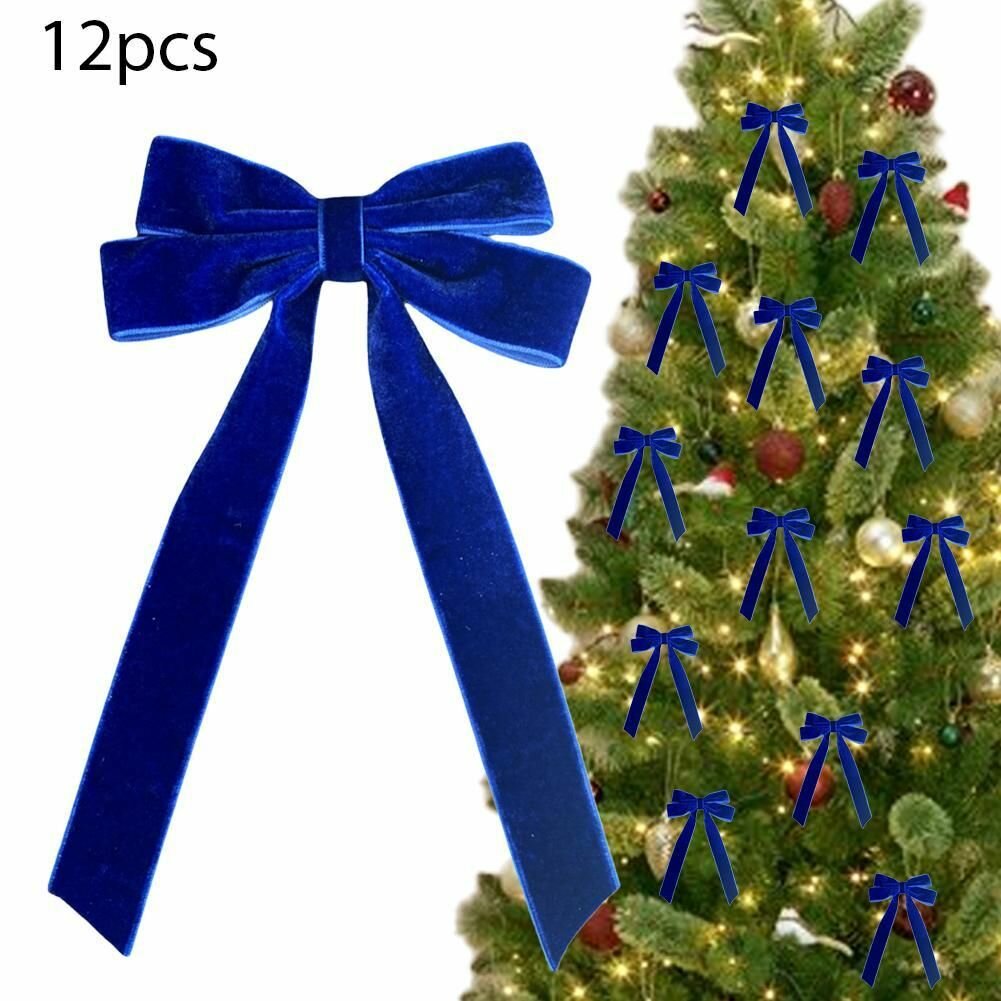 12 бархатных бантов для украшения Рождества, вечеринки