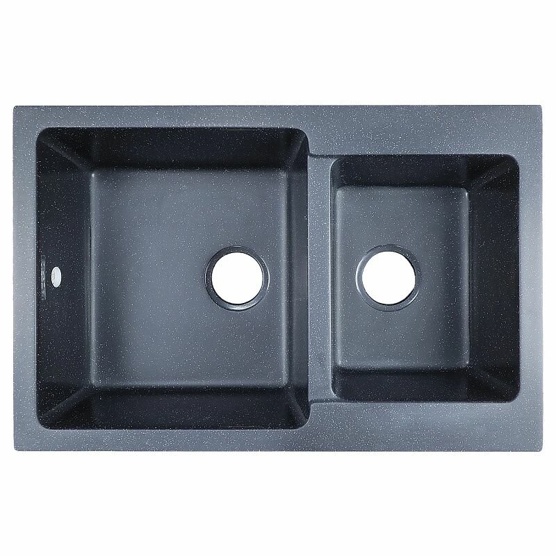 Кухонная мойка AZARIO Ostin 770x510х210 искусственный мрамор, двойная, сифон в комплекте, цвет черный (CS00105244)