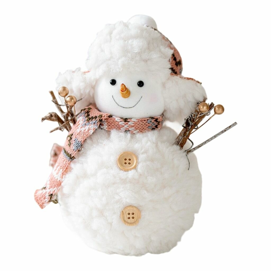 Розовая плюшевая вязаная рождественская кукла-снеговик, украшение для куклы-большая