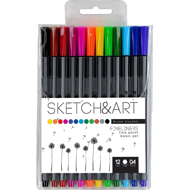 Набор линеров СКЕТЧ-ЛИНЕРSKETCH&ARTВ ПВХ кармане, 0.4 ММ, 12 ЦВ,36-0011