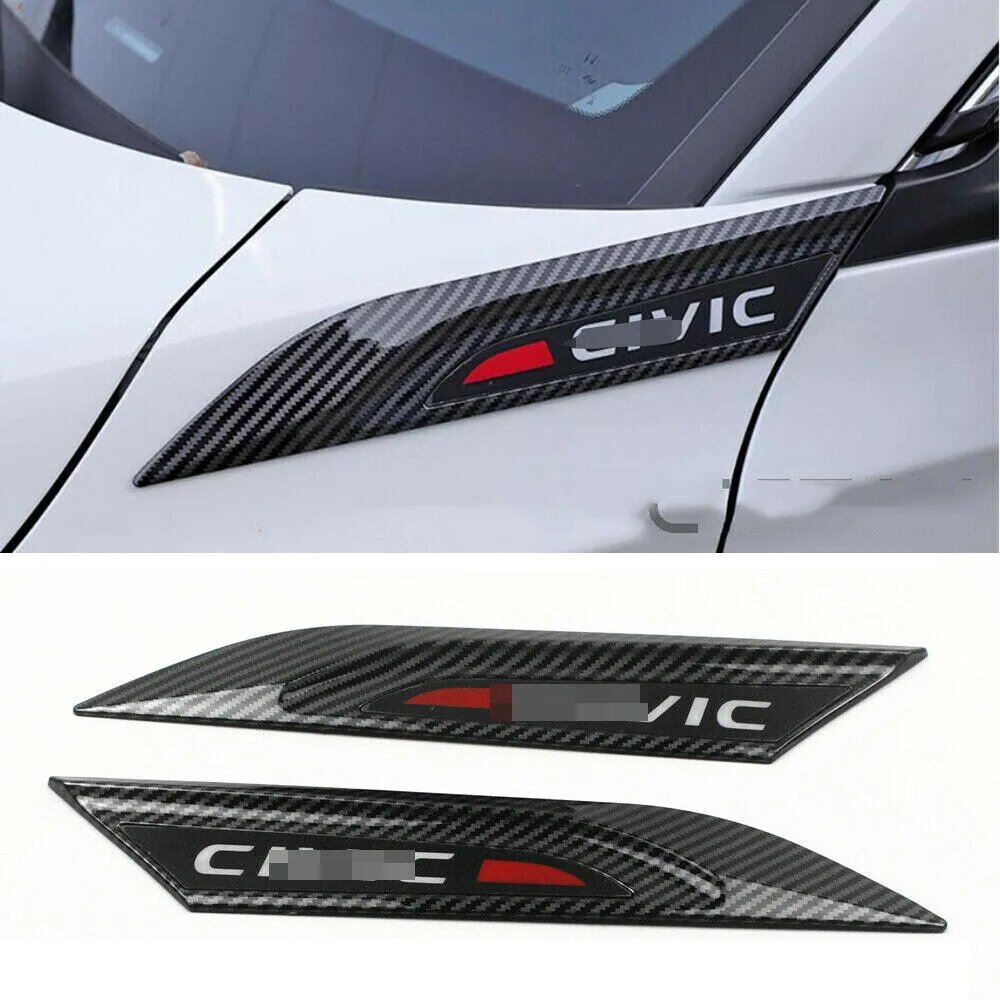 Для Honda Civic 11th 2022-2023, крыло в стиле углерода, боковая эмблема корпуса, крышка крышки, АБС-пластик, 2 шт.
