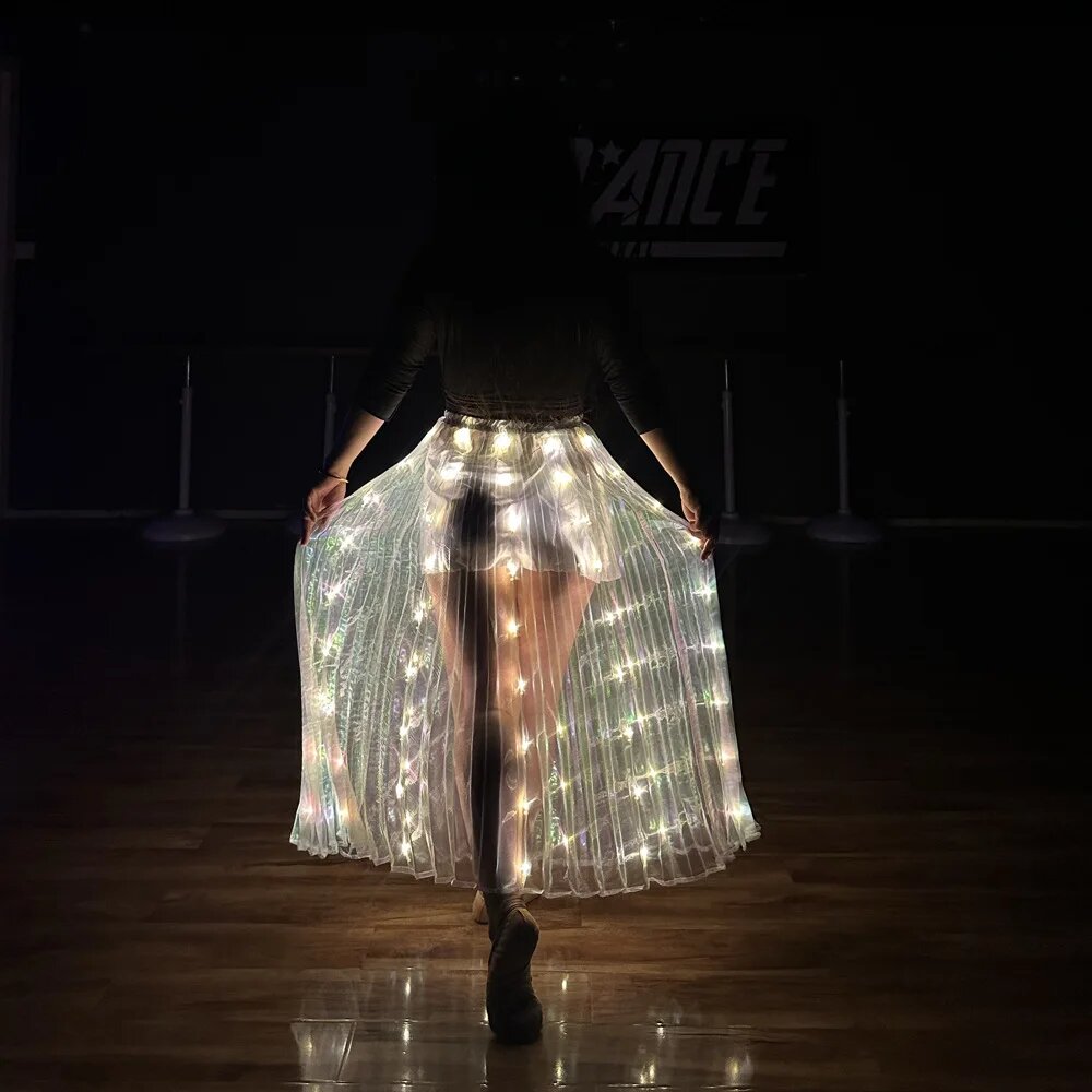 Белая LED юбка для танца живота, warm white