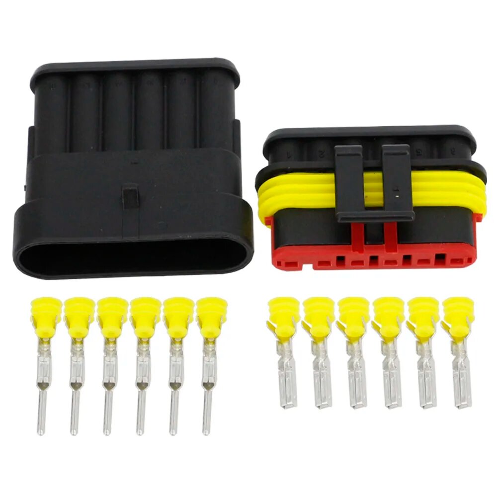 Водонепроницаемый электрический разъем Super Seal AMP 1-6 контактов YUEQINGLIAOWANG 24В 1 Set 6 Pin