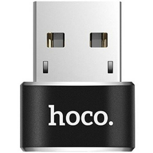 Адаптер USB2.0 Am на Type-Cf Hoco UA6 Black с поддержкой OTG, черный