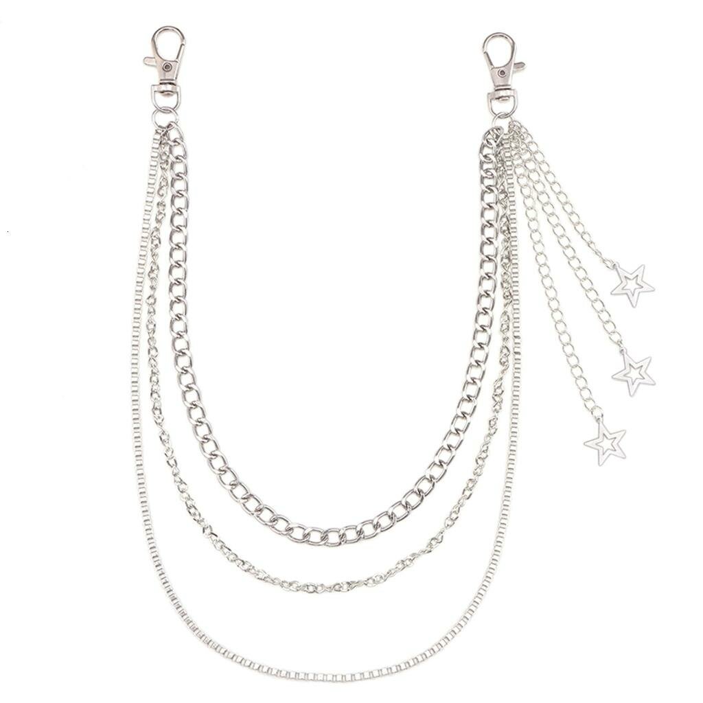 Металлический пояс-цепь в стиле панк