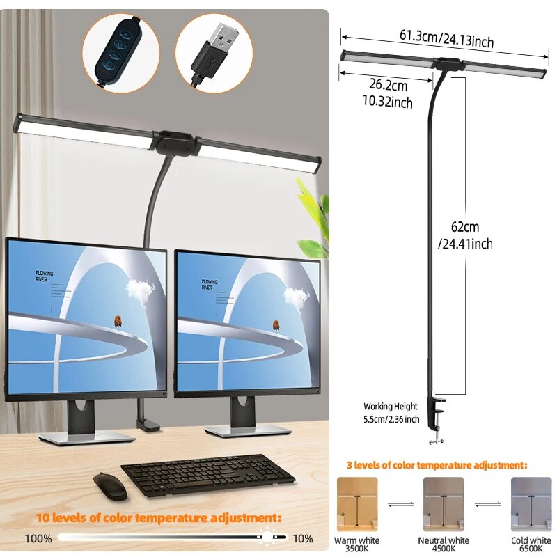 CANMEIJIA LED настольная лампа для монитора Double Head Lamp