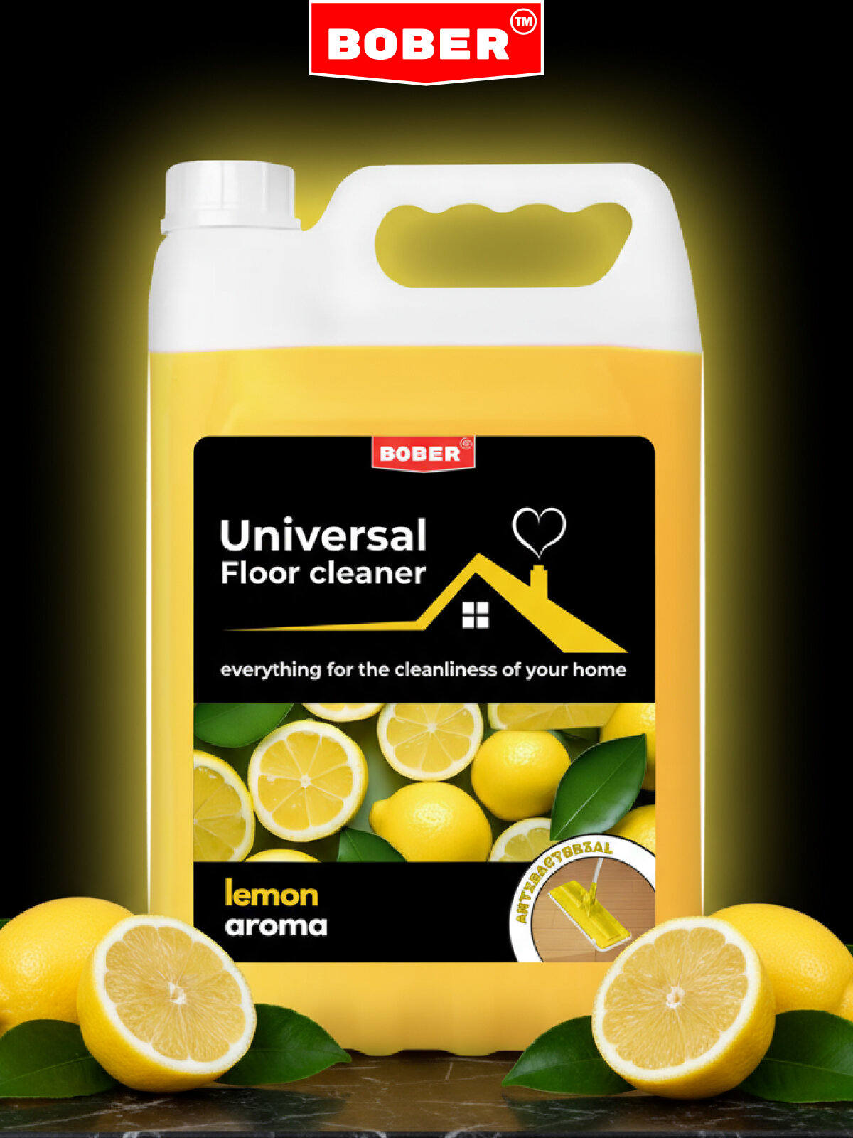 Средство для мытья пола и стен BOBER "Солнечный лимон" 5л гипоаллергенное