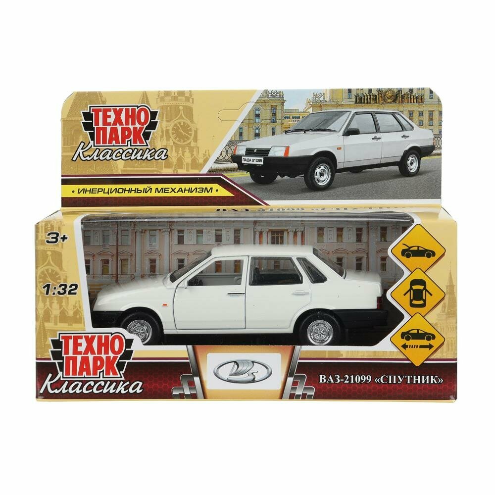 Машина металлическая Ваз-21099 "Спутник", 13,1 см. белый, 21099-132-WH