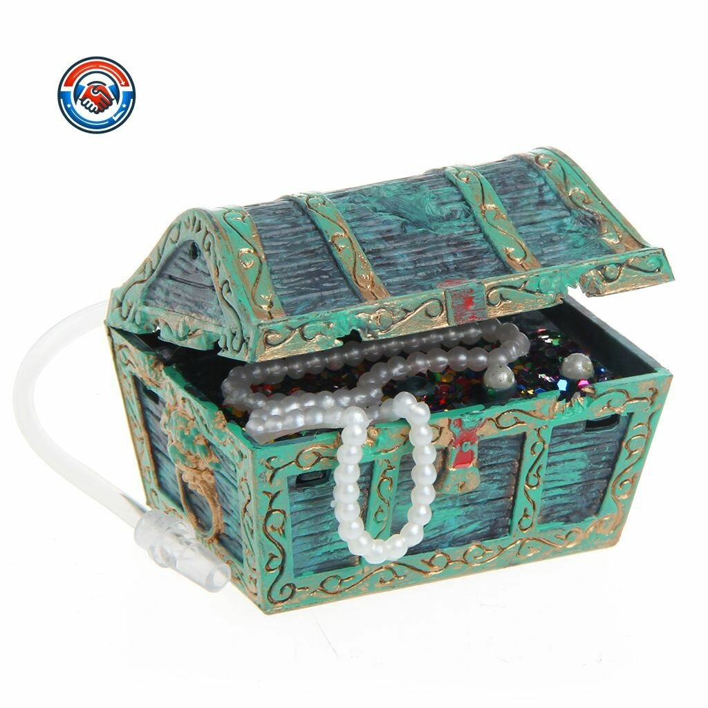 Декорация для аквариума с пузырьковым эффектом, пневматический ныряльщик и сундук, безопасная аквариумная декорация, красный и зеленый пластик, украшение для террариума и рыбок