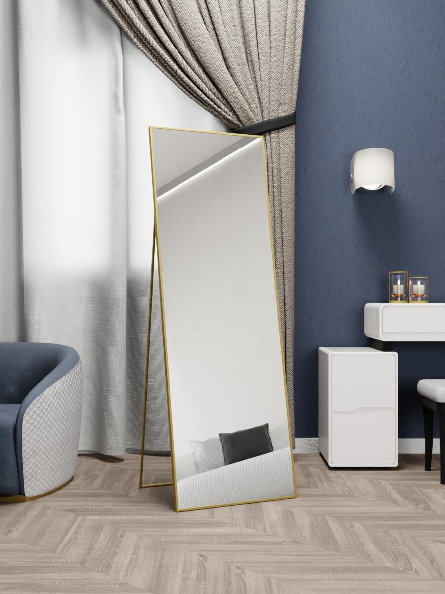 Зеркало напольное в алюминиевой раме MOONRISE 150х50 см. Золото