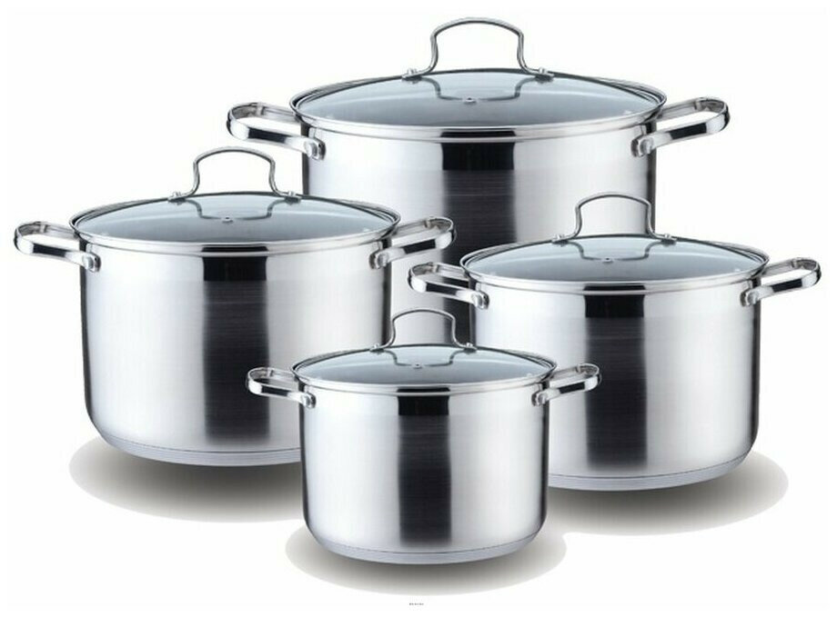 KELLI KL-4207, Посуда из 8-ми предметов: 2,1л; 3л; 4л, 6,5л; стеклянные крышки