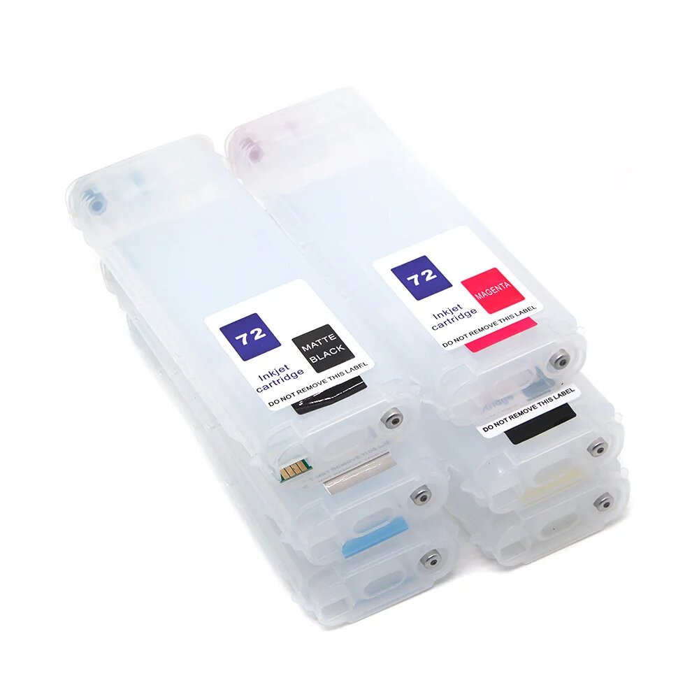 6-цветный многоразовый картридж с чипом автоматического сброса для плоттера HP Designjet T610 T620 T770 T790 T795 T1100 T1300 T2300, HP72