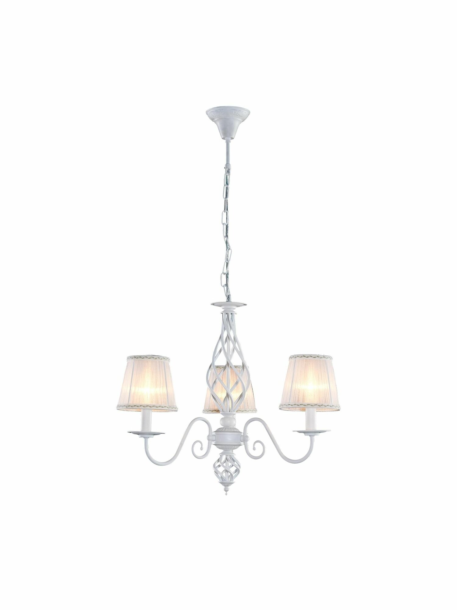 Люстра подвесная Citilux Ровена CL427130, 3 лампы E14, металл белый, абажуры тканевые, классический стиль