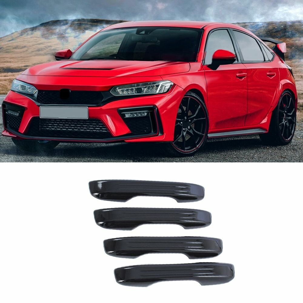 Для Honda Civic 11Th 2022-2023 Up Глянцевая Черная Умная Дверная Ручка С Отделкой 4Шт