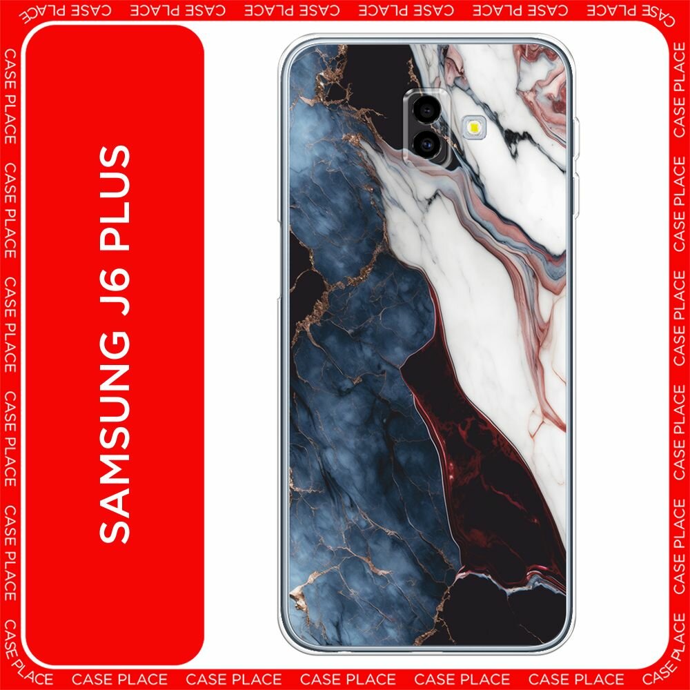 Чехол на Samsung Galaxy J6 + / Самсунг Галакси J6 Плюс 2018 с принтом "Благородный мрамор"