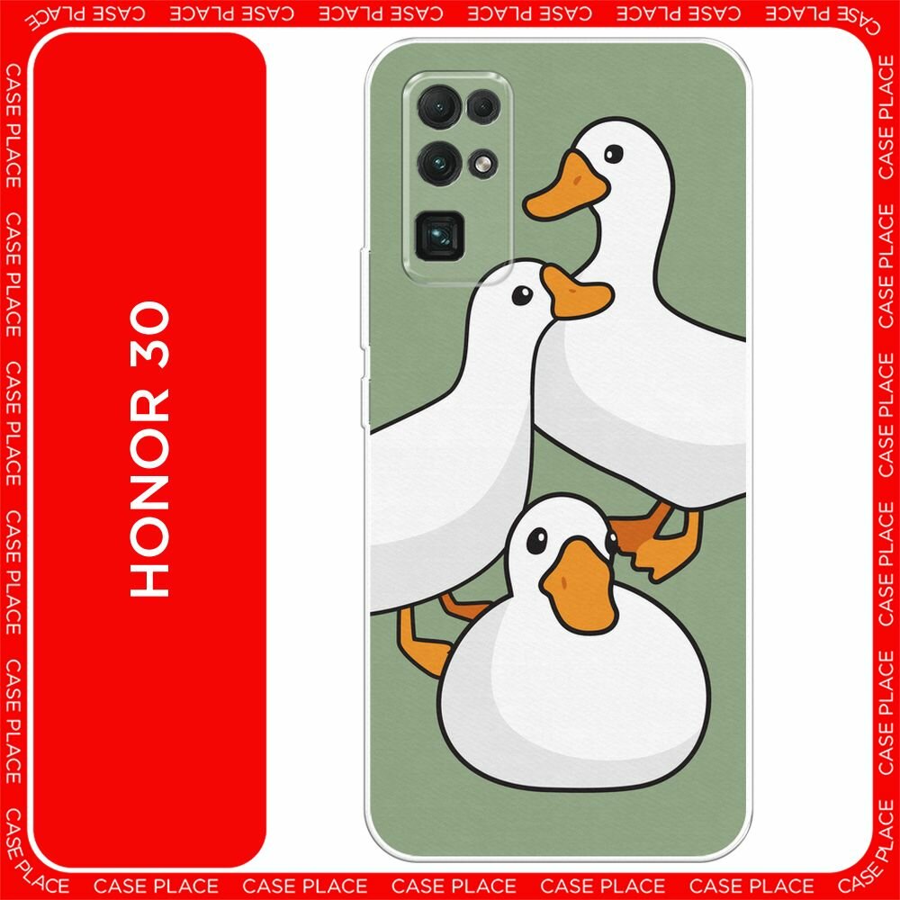 Силиконовый чехол на Honor 30 / Хонор 30 с принтом "Утиное трио"