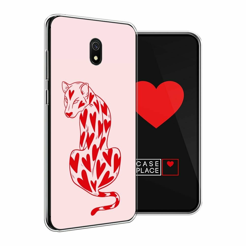Чехол на Xiaomi Redmi 8A / Сяоми Редми 8А с принтом "Heart panther 1 - 14 февраля" — фото 1