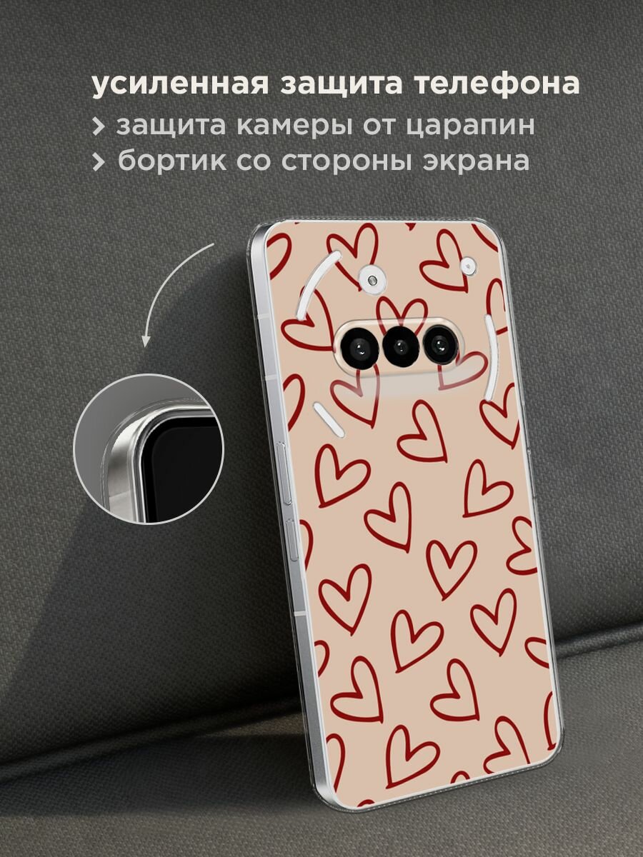 Чехол на Nothing Phone 3a / Нотинг Фон 3а с принтом "Little hearts doodles 1 - 14 февраля" — фото 1