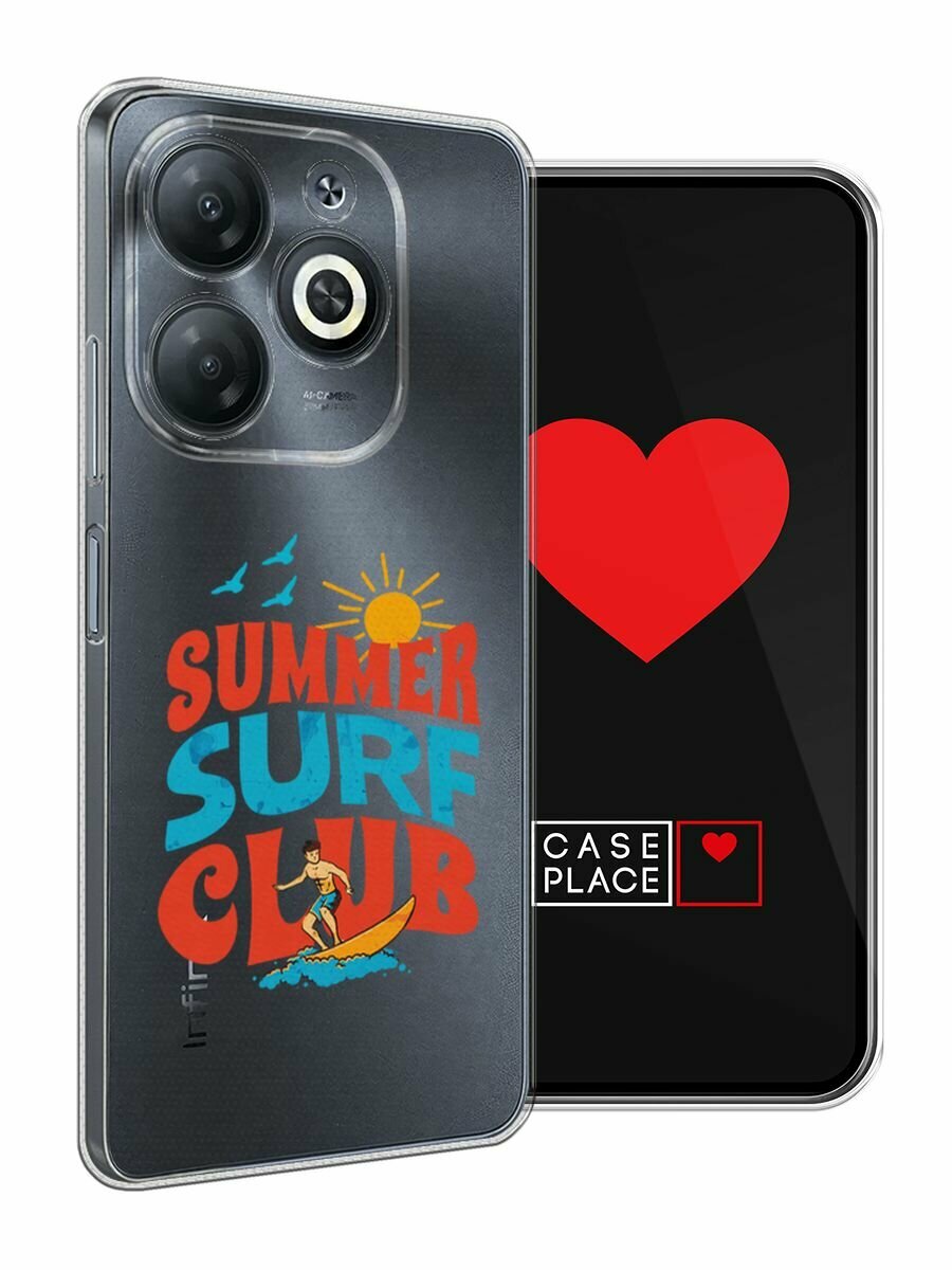 Чехол на Infinix Smart 8 Plus / Инфиникс Смарт 8 Плюс с принтом "Summer surf club", прозрачный — фото 1
