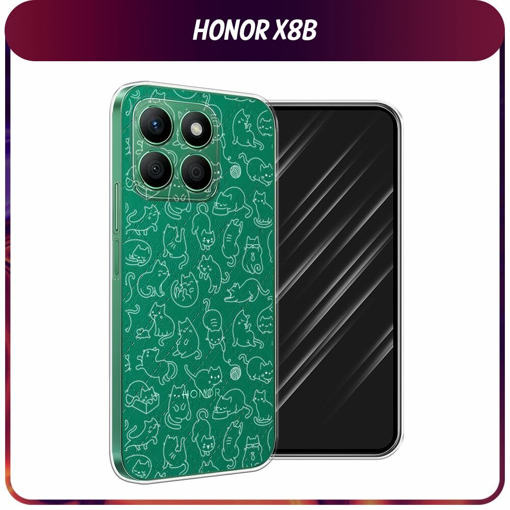 Чехол на Honor X8B / Хонор X8B с принтом Шкодливые котики линии, прозрачный