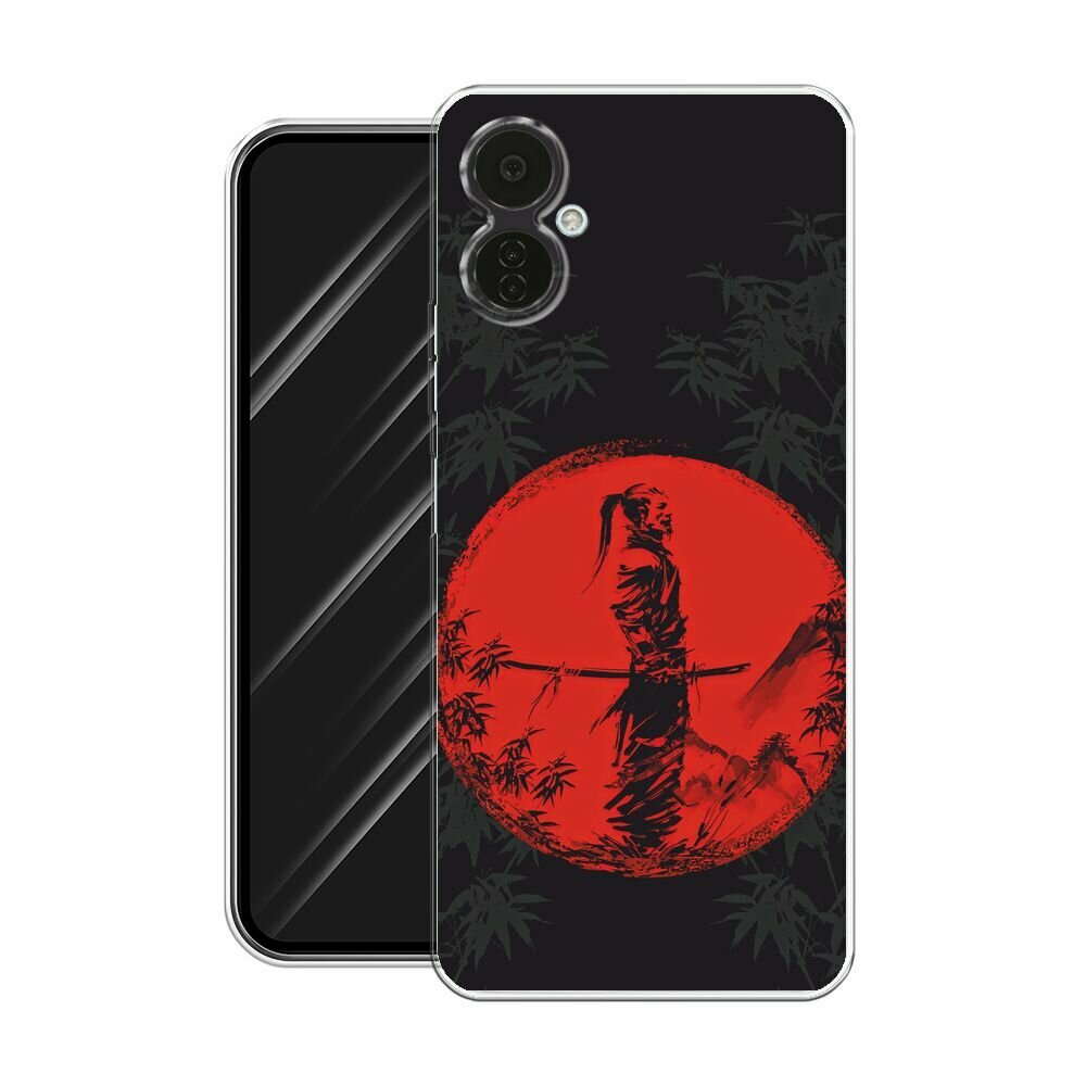 Чехол на Tecno Camon 19 Neo / Техно Камон 19 Нео с принтом "Самурай на красном фоне" — фото 1