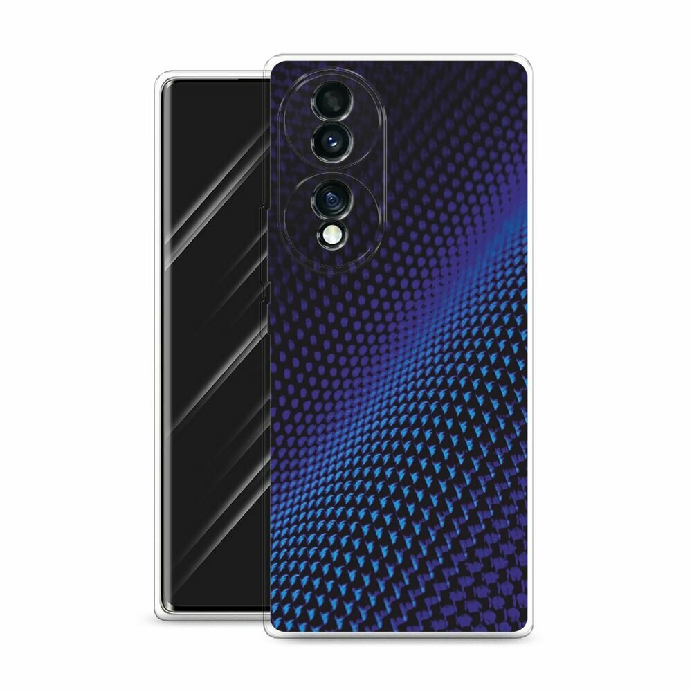 Силиконовый чехол на Honor 70 / Хонор 70 с принтом "Синий карбон" — фото 1
