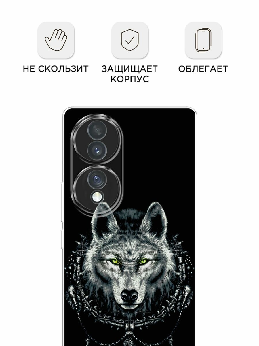 Силиконовый чехол на Honor 70 / Хонор 70 с принтом "Волк оберег" — фото 1