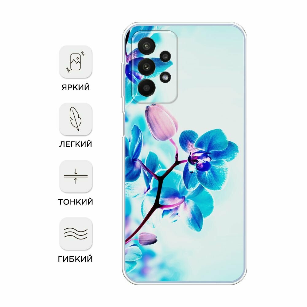 Чехол на Samsung Galaxy A23 / Самсунг Галакси А23 с принтом "Голубая орхидея" — фото 1