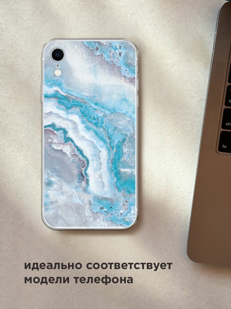Чехол на Apple iPhone XR / Айфон XR с принтом "Нежно-голубой мрамор" — фото 1