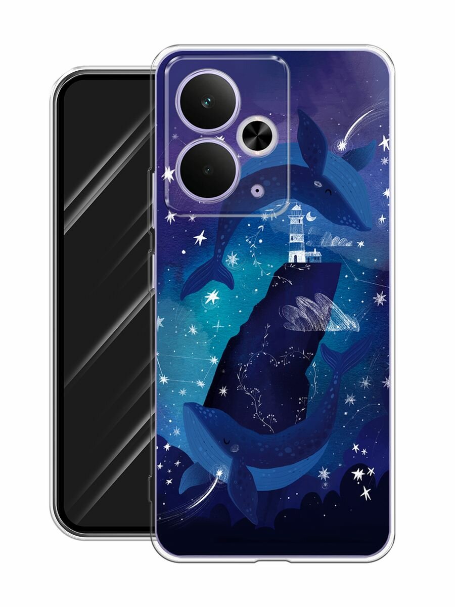 Силиконовый чехол на Realme 14T / Реалми 14Т с принтом "Ночные киты" — фото 1