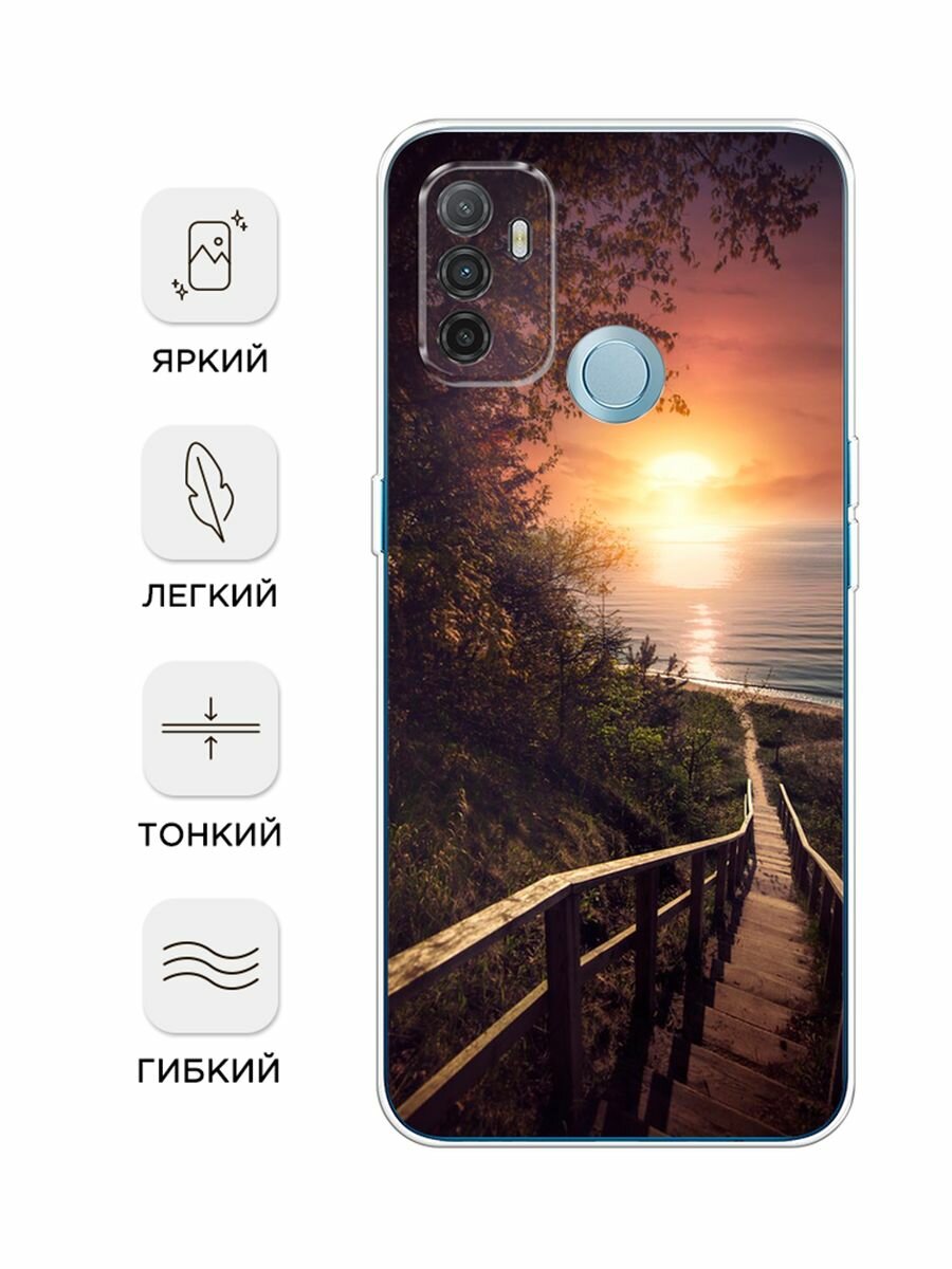 Силиконовый чехол на Oppo A53 / Оппо А53 с принтом "Мост у воды" — фото 1