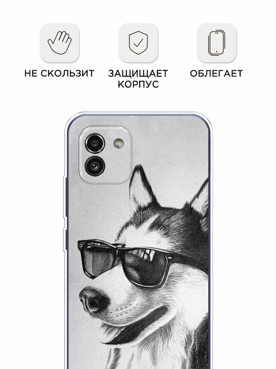 Чехол на Samsung Galaxy A03 / Самсунг Галакси А03 с принтом "Крутой Хаске" — фото 1