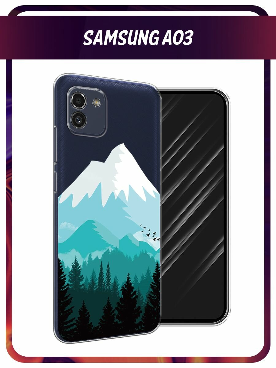 Чехол на Samsung Galaxy A03 / Самсунг Галакси А03 с принтом "Синяя снежная гора", прозрачный