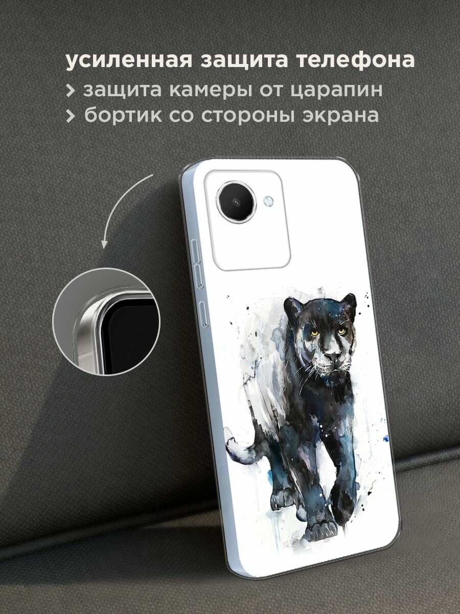 Силиконовый чехол на Realme C30 / Реалми C30 с принтом "Пантера арт 3" — фото 1