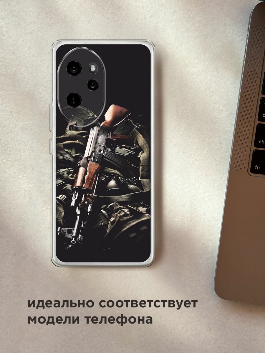 Силиконовый чехол на Honor 100 Pro / Хонор 100 Про с принтом "Автомат" — фото 1