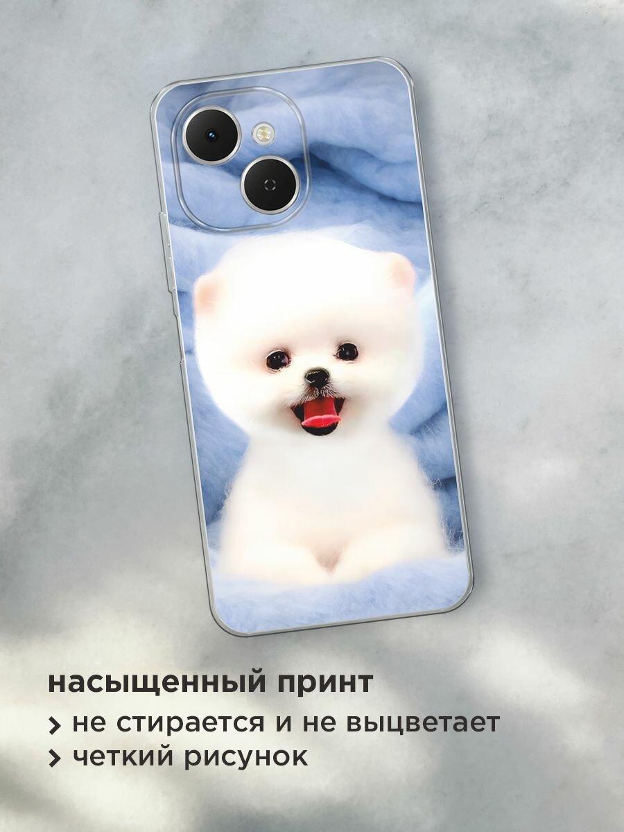Чехол на Tecno Spark 40C / Текно Спарк 40C с принтом Белый пёсик — фото 1