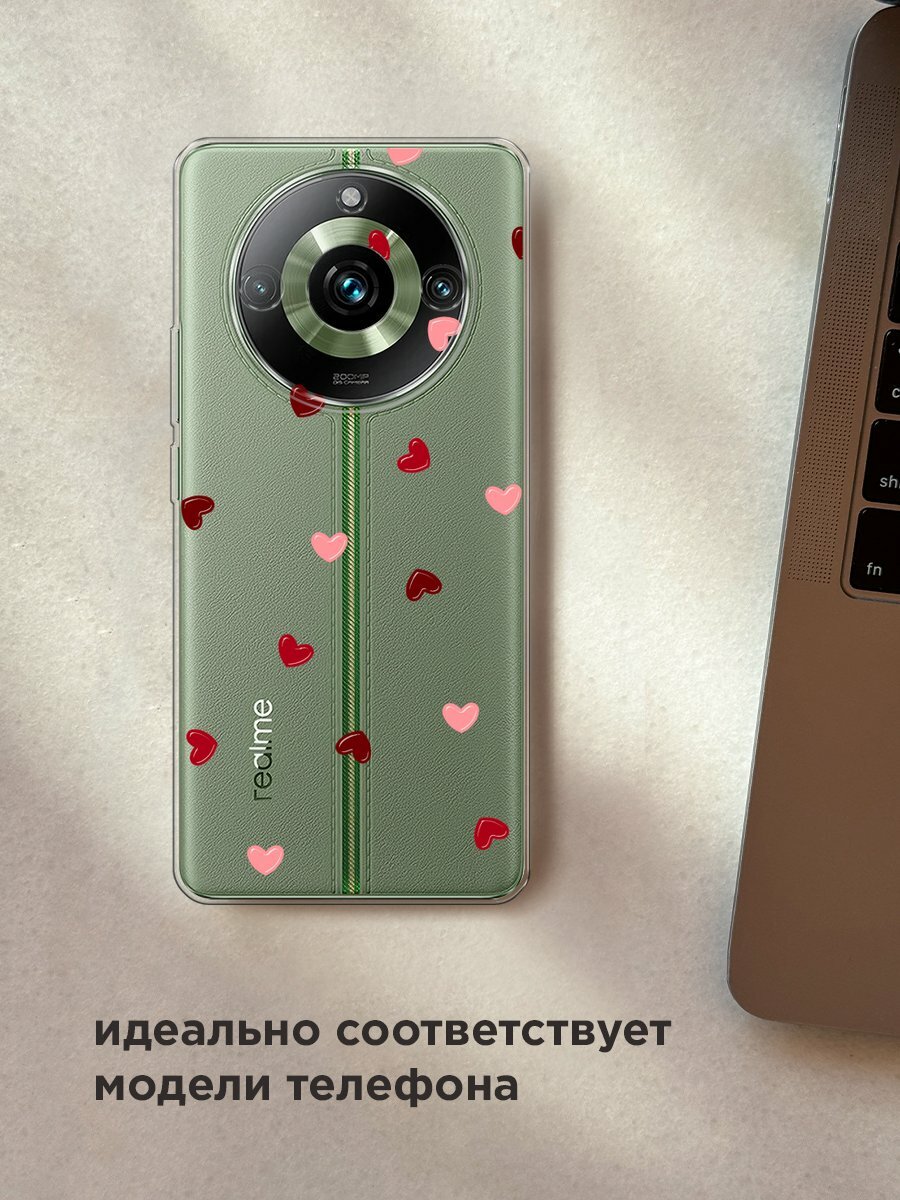 Чехол на Realme 11 Pro / Реалми 11 Про с принтом "Бордовые сердечки 2" — фото 1