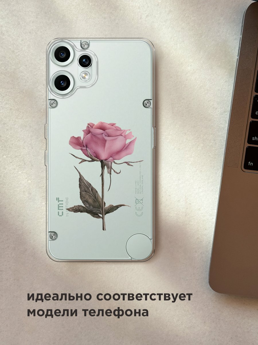Чехол на CMF Phone 2 Pro / CMF Фон 2 Про с принтом "Меланхоличная роза", прозрачный — фото 1