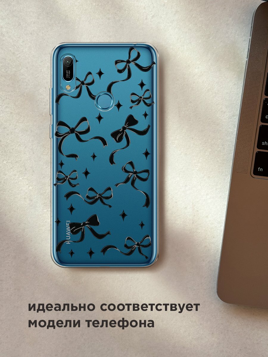 Чехол на Honor 8A/8A Pro/Huawei Y6s/Y6 2019 / Хонор 8А с принтом "Милые чёрные бантики 4" — фото 1