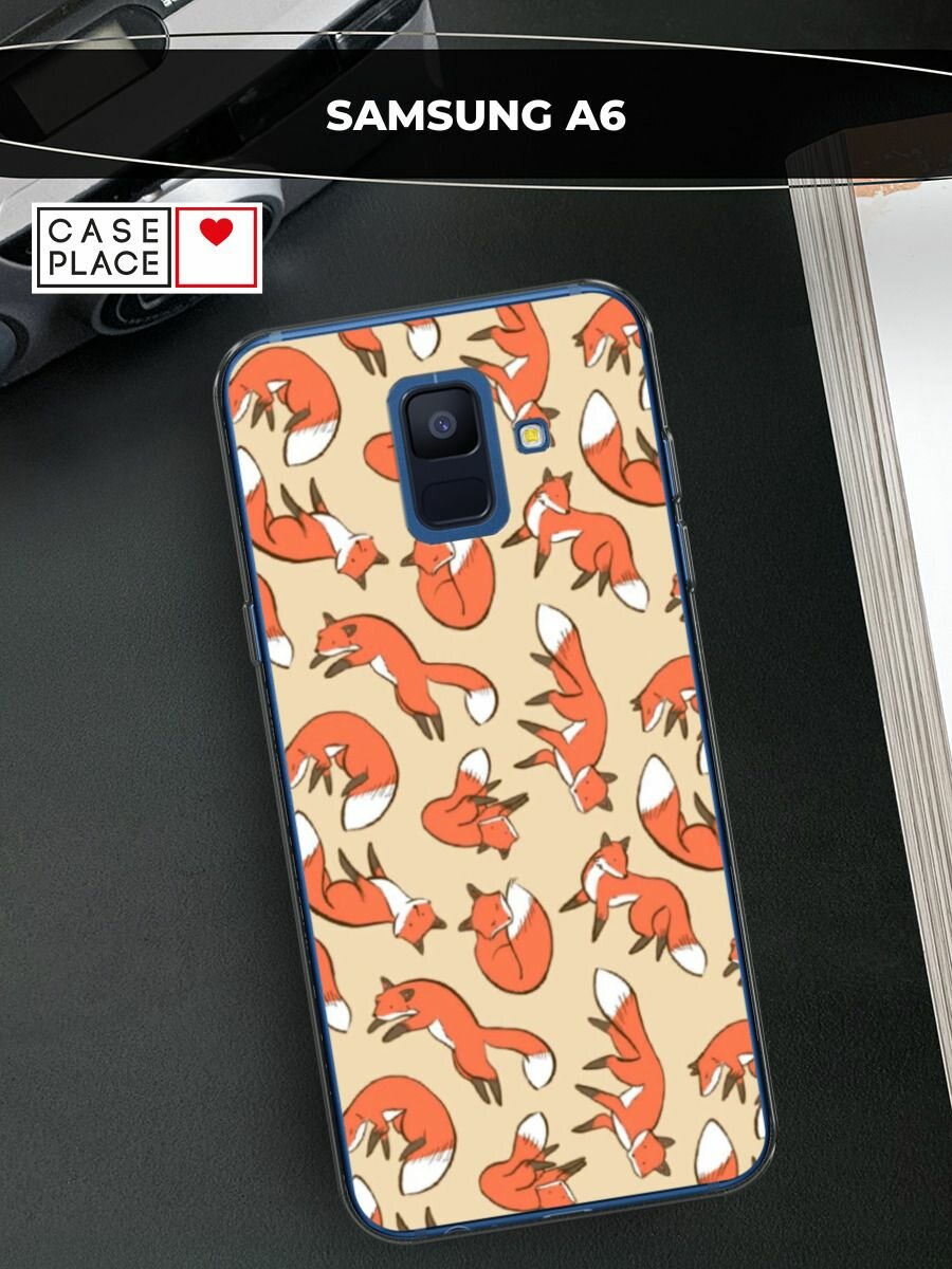 Чехол на Samsung Galaxy A6 / Самсунг Галакси А6 с принтом "Лисички фон"