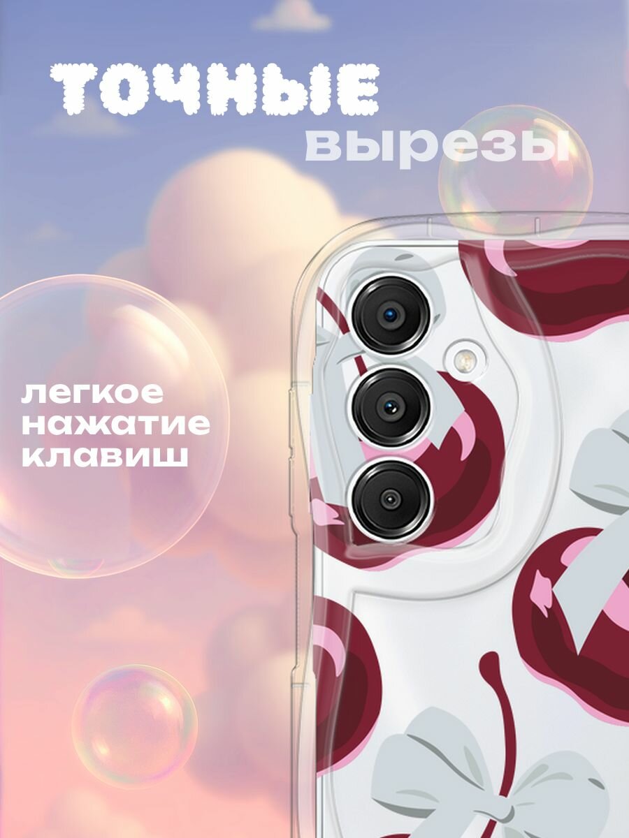 Чехол на Samsung Galaxy A16 / Самсунг А16 с принтом "Вишни с бантами" — фото 1