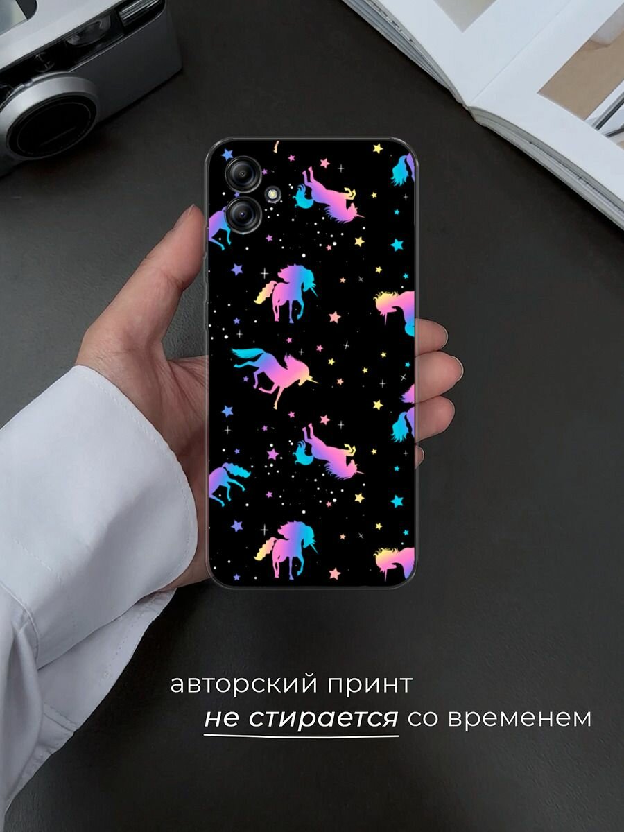 Чехол на Samsung Galaxy A04e / Самсунг A04e с принтом "Единороги градиент" — фото 1