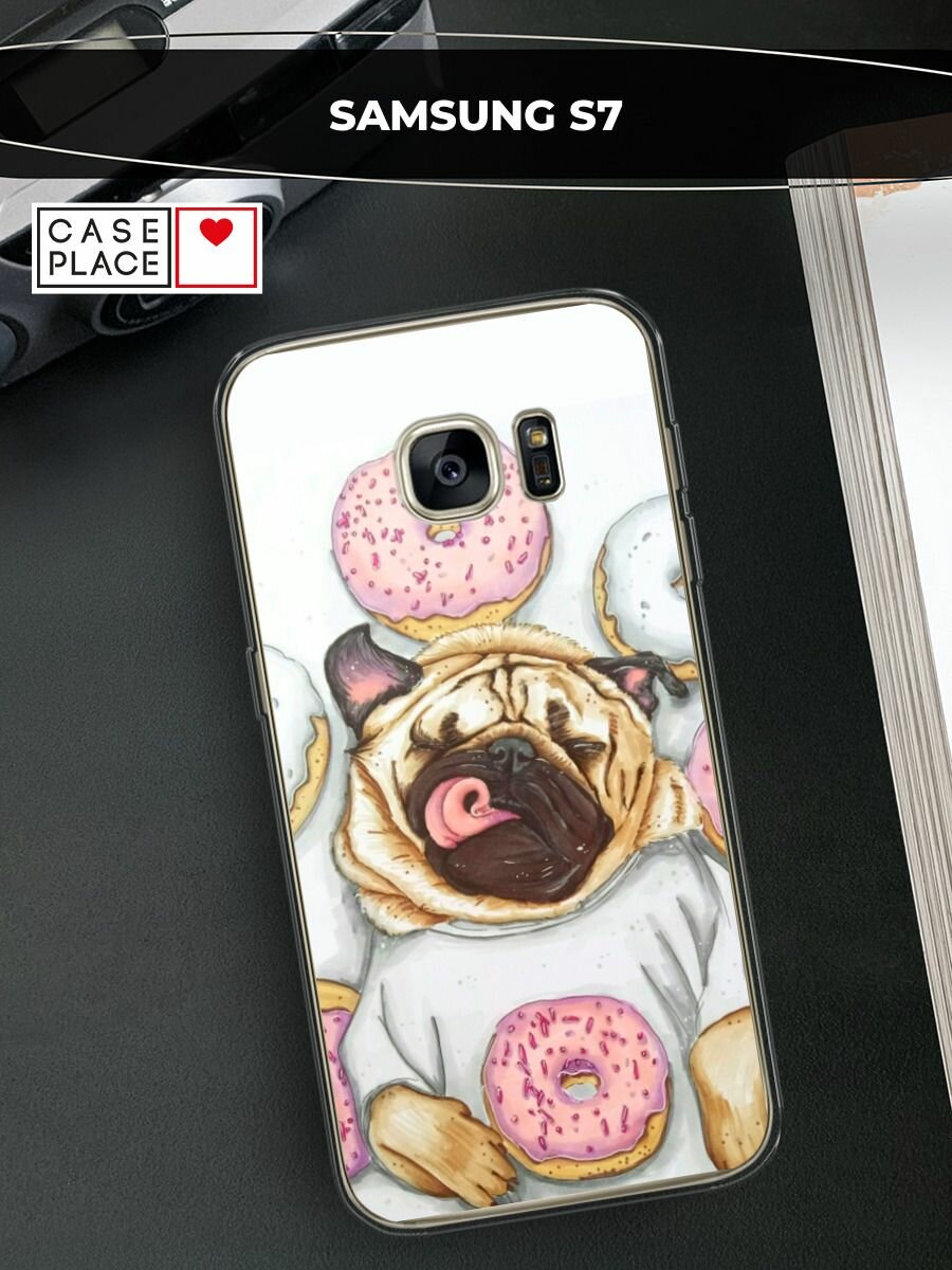 Чехол на Samsung Galaxy S7 / Самсунг Галакси С 7 с принтом "Счастливый мопс"