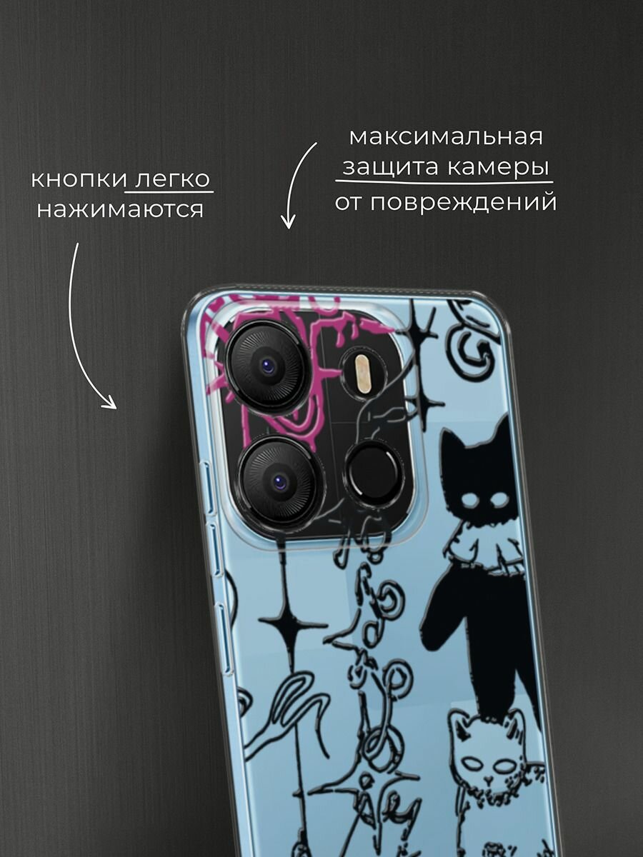 Чехол на Tecno Pop 7 / Текно Поп 7 с принтом "Готические котики" — фото 1