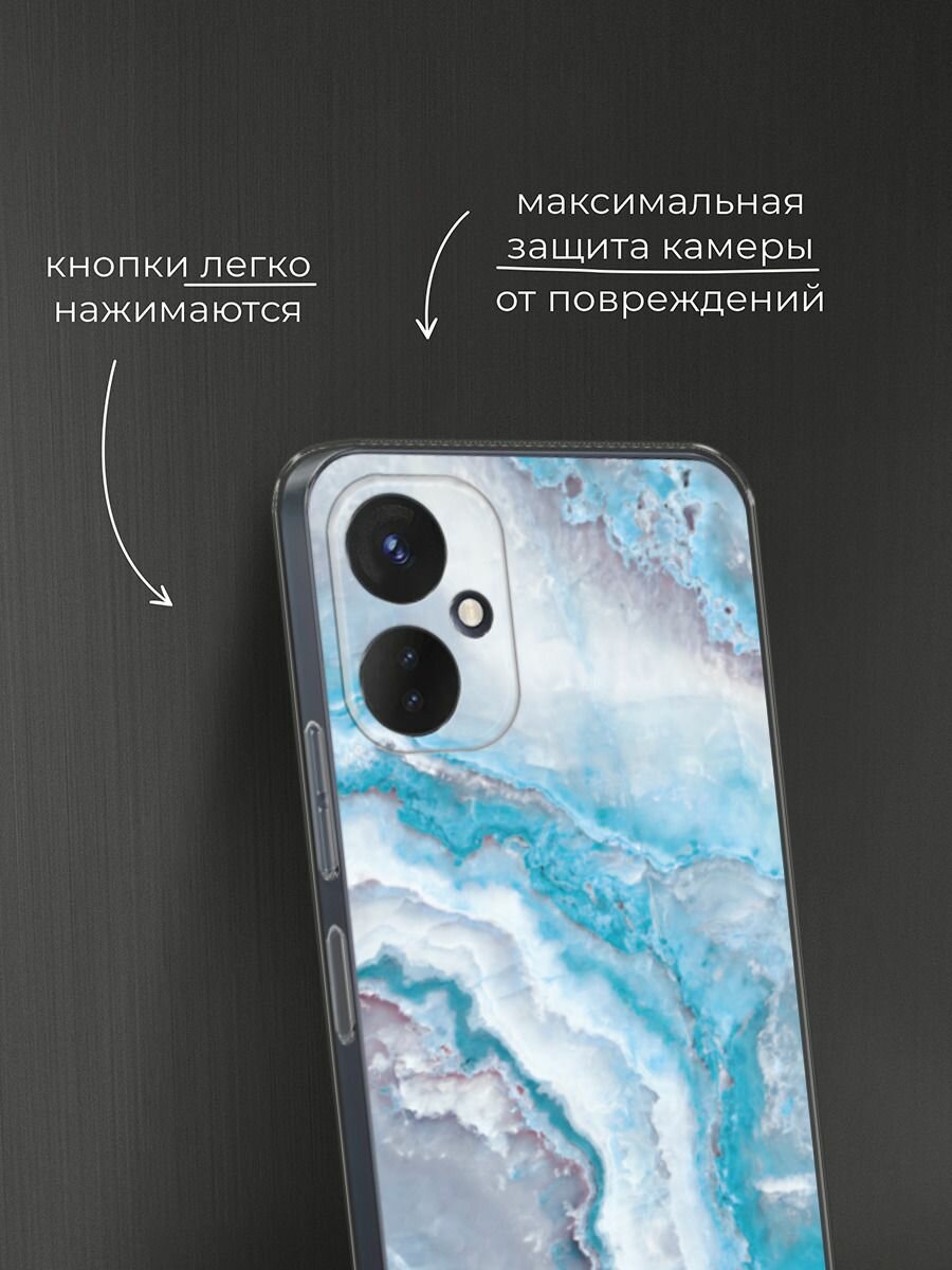 Чехол на Tecno Spark 9 Pro / Техно Спарк 9 Про с принтом "Нежно-голубой мрамор" — фото 1
