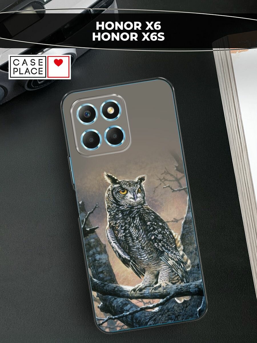 Силиконовый чехол на Honor X6/X6S / Хонор X6/X6S с принтом "Сова арт 5"