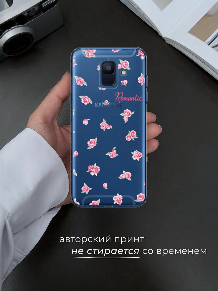Чехол на Samsung Galaxy A6 / Самсунг Галакси А6 с принтом "Romantic 2", прозрачный — фото 1